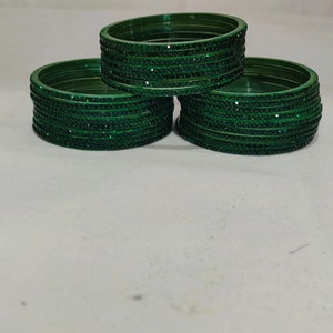 12 Glass Bangles Dark Green Color Women Fashion Bangles Accessories ...