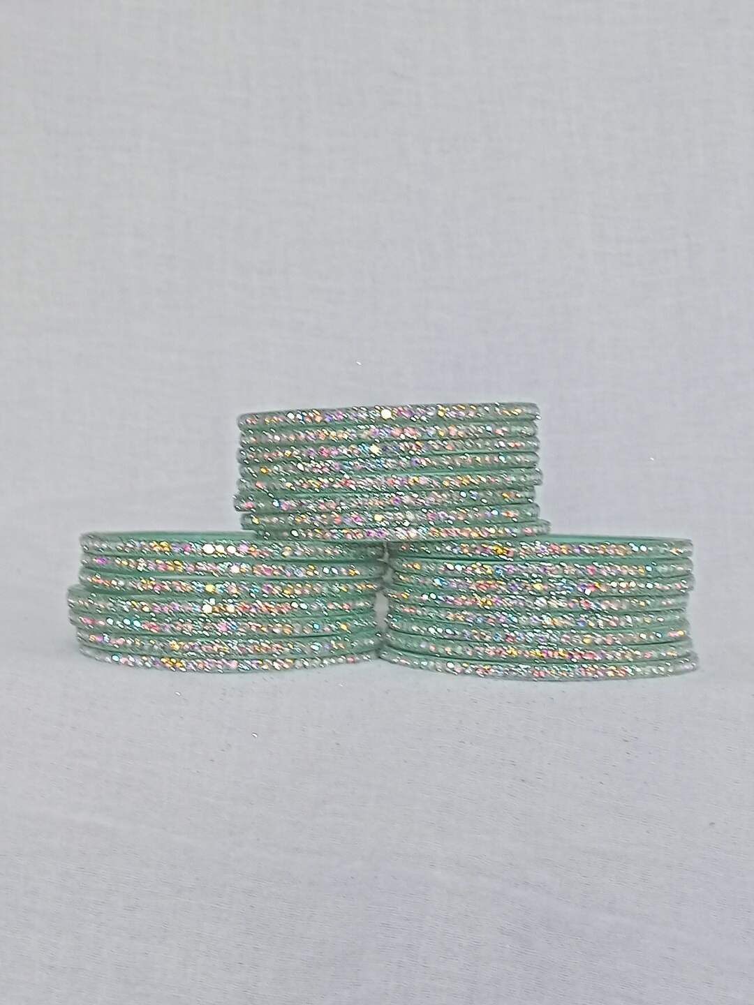 12 Glass Bangles C GREEN Color Women Fashion Bangles Accessories Glass ...