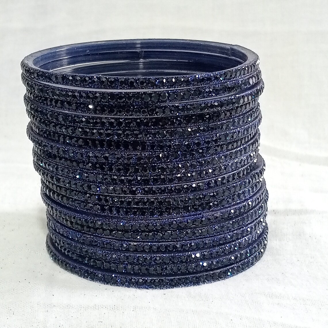 12 Glass Bangles Dark Blue Color Women Fashion Bangles Accessories ...