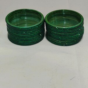 12 Glass Bangles Dark Green Color Women Fashion Bangles Accessories ...