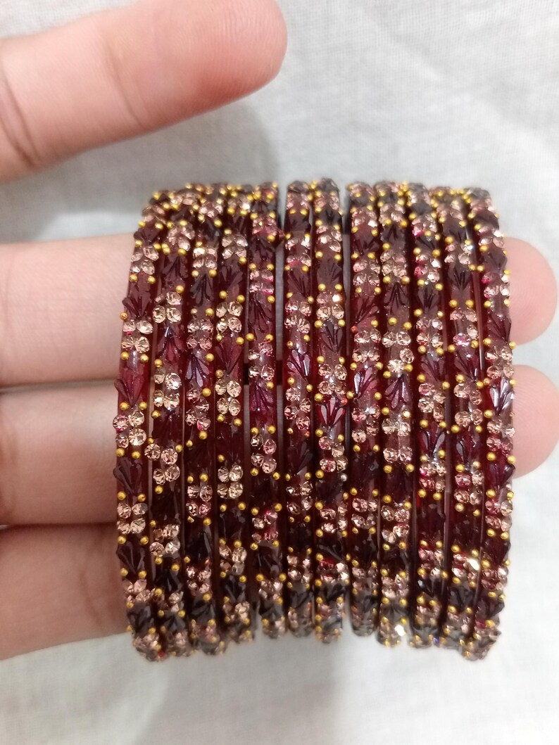 12 Glass Bangles Mehrun Color Women Fashion Bangles Accessories Glass ...