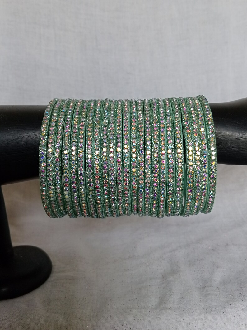 12 Glass Bangles C GREEN Color Women Fashion Bangles Accessories Glass ...