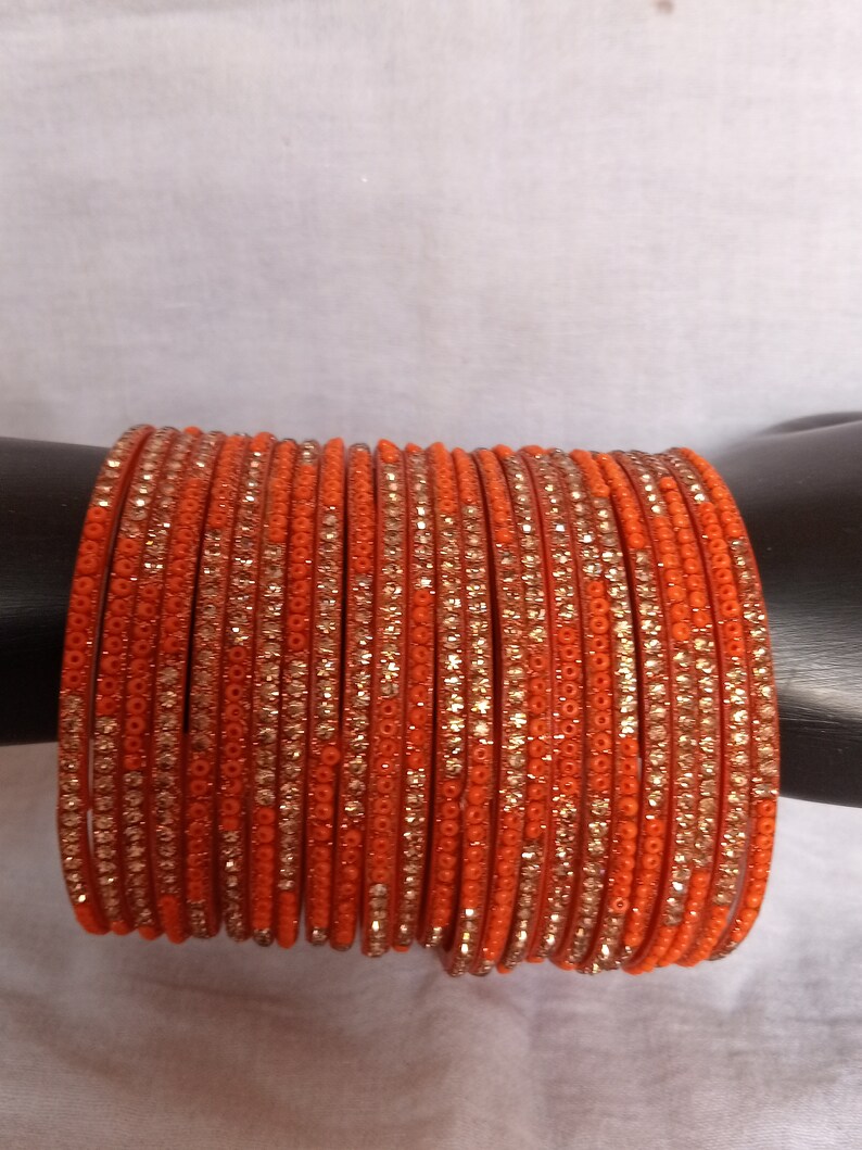 12 Glass Bangles Orange Color Women Fashion Bangles Accessories Glass ...