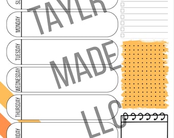 Here's the Plan Orange Weekly Planner Sheet Printable PDF - Etsy