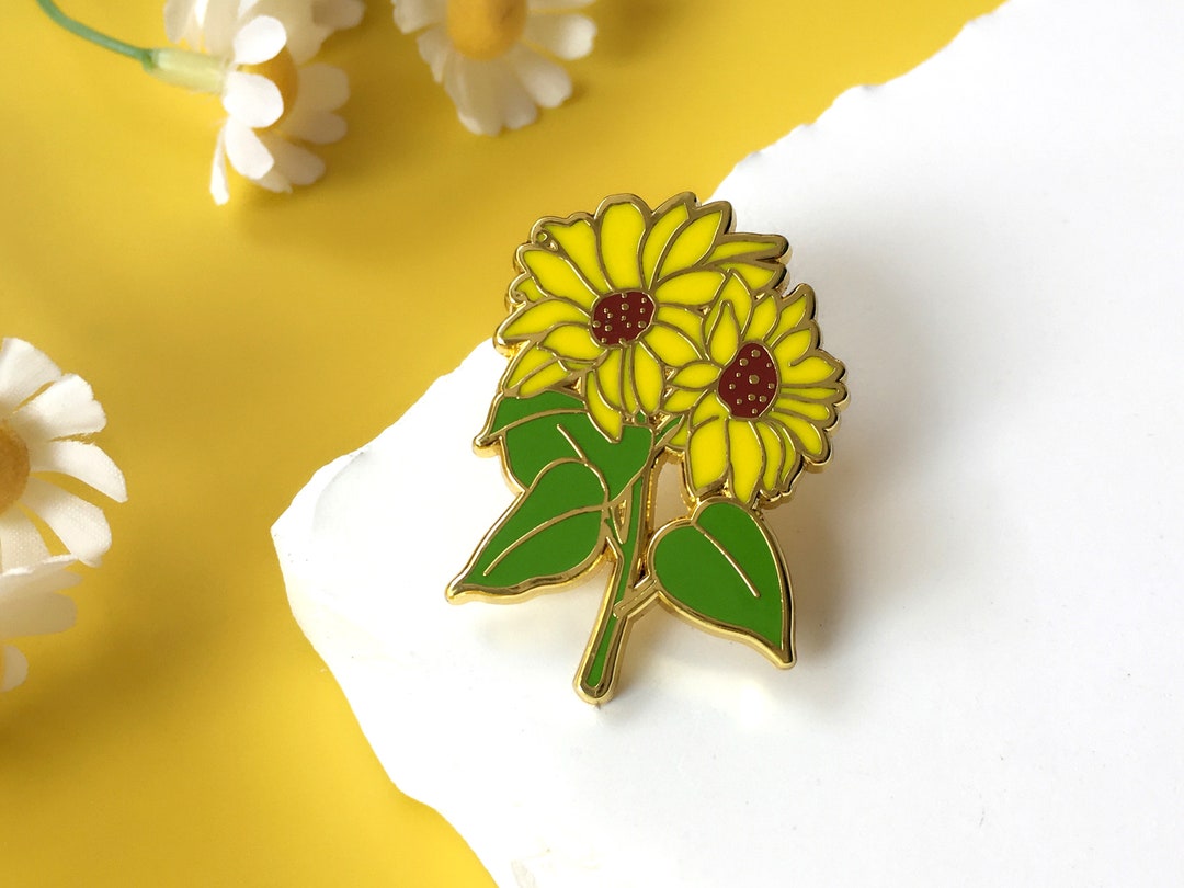 Sunflower Enamel Pin Flower Badge Pin Lapel Pin Collar Pin Gift for Her ...