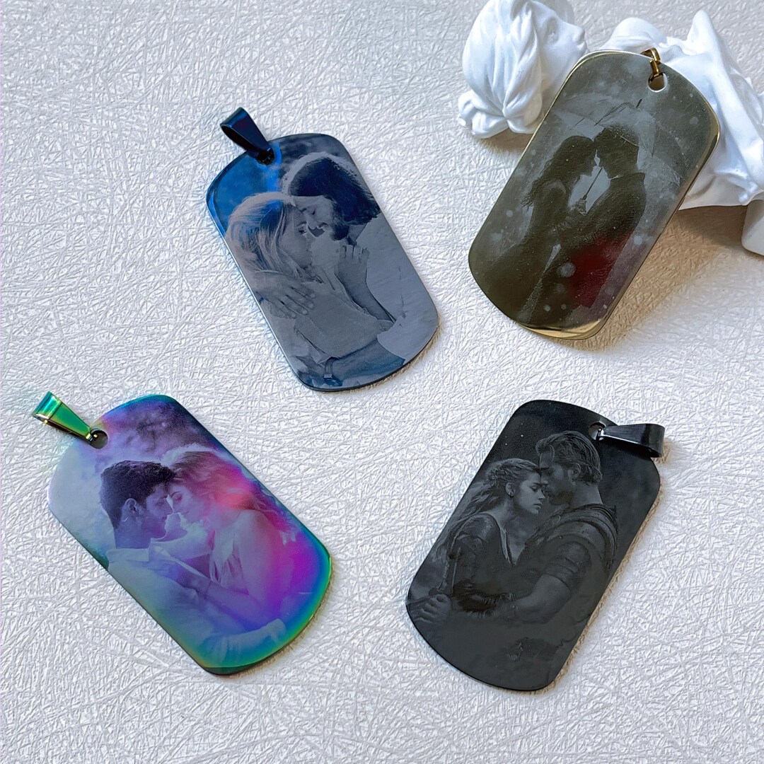 Custom Photo Dog Tag Necklace, Matching Couple's Pendant Necklace ...