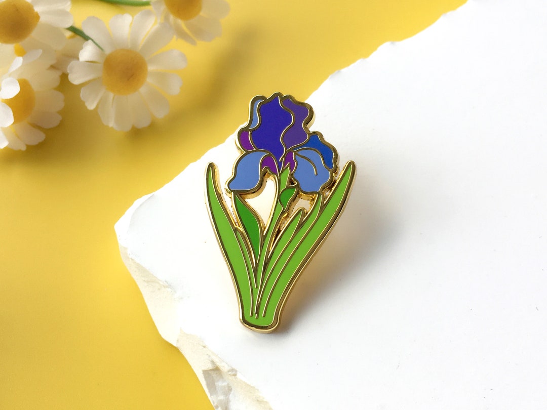 Iris Enamel Pin Flower Badge Pin Lapel Pin Collar Pin Gift for Her Him ...