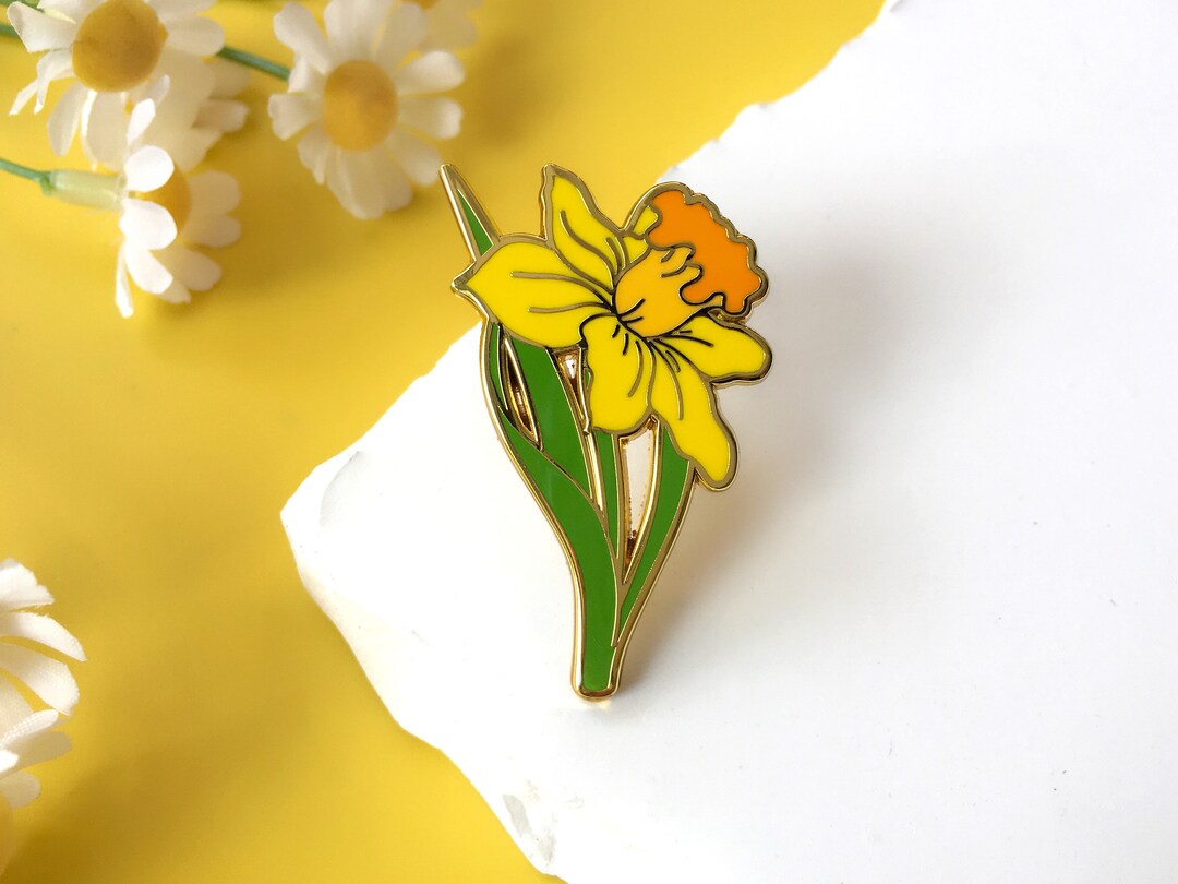 Daffodil Enamel Pin Flower Badge Pin Lapel Pin Collar Pin Gift for Her ...