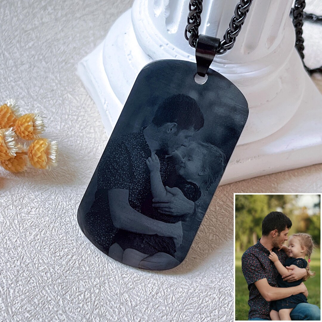 Custom Engraved Stainless Steel Dog Tag Necklace - Personalized Text ...