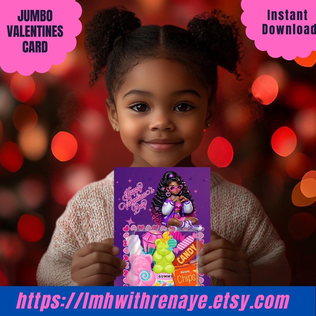 African American Valentine's Day Jumbo Card| Instant Downloads| Jumbo ...