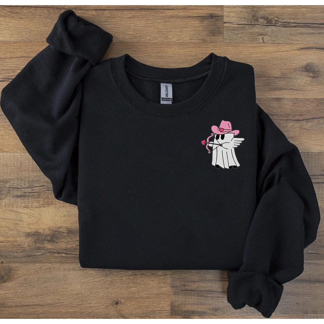 Valentines Cowboy Ghost Cupid Embroidered Unisex Sweatshirt Valentines ...