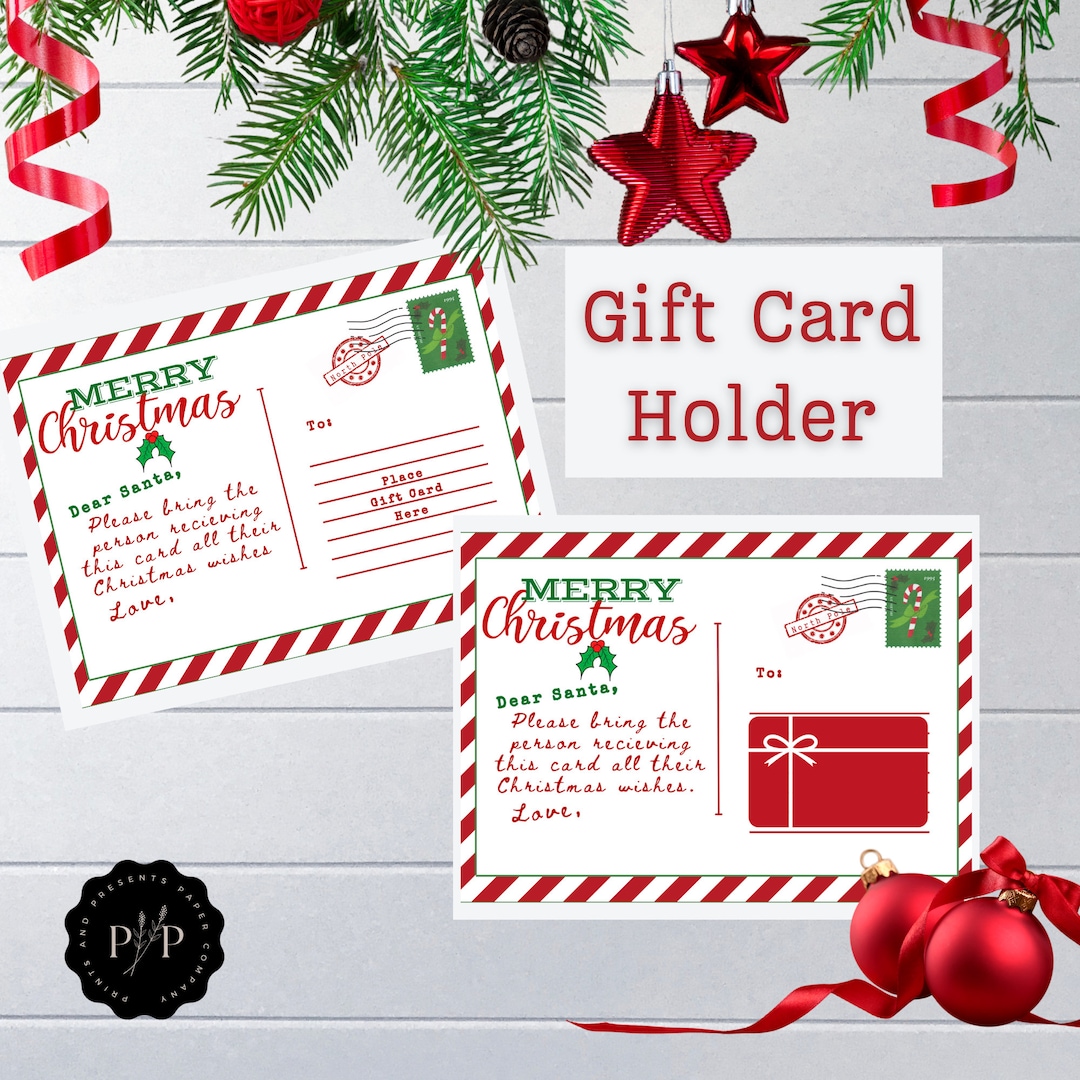 Postcard to Santa Gift Card Holder, Merry Christmas Gift - Etsy