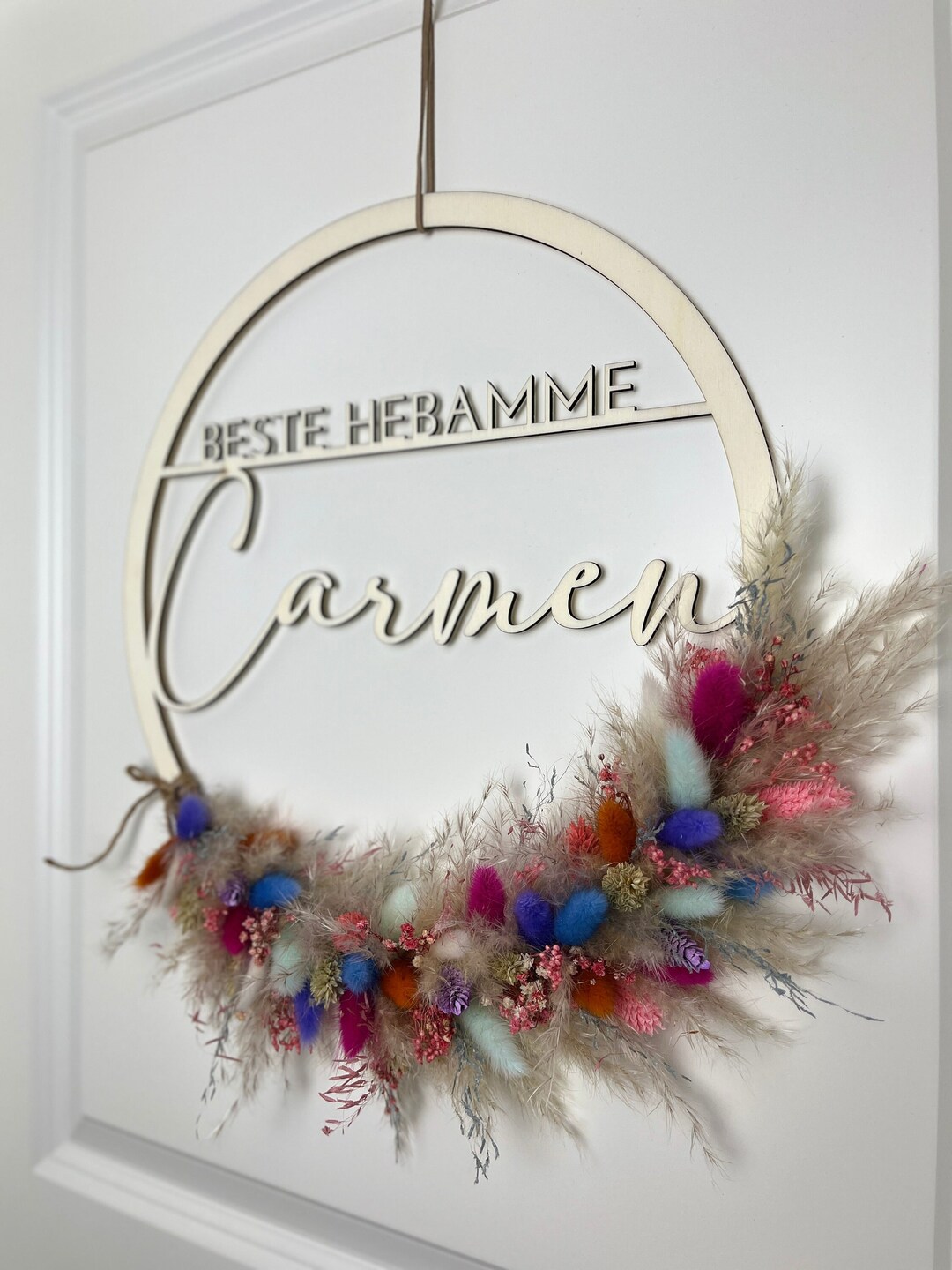 Wooden Ring Gift Best Midwife Made of Wood With Dried Flowers by ...