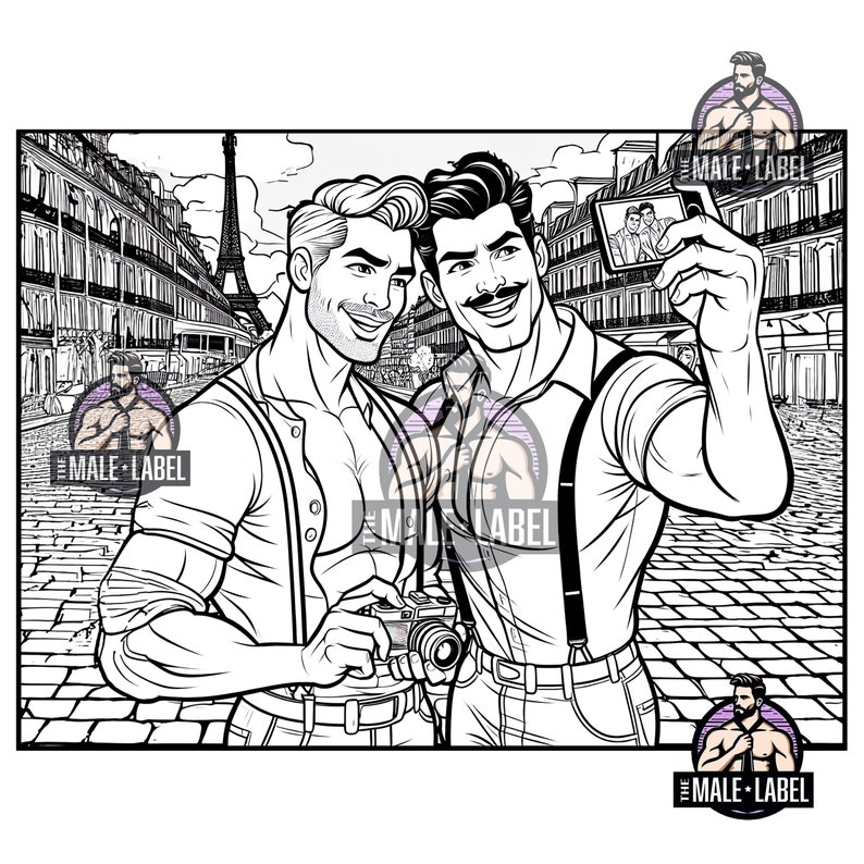 Muscular Gay Men Coloring Pages: Love Fantasy Illustrations (PDF ...