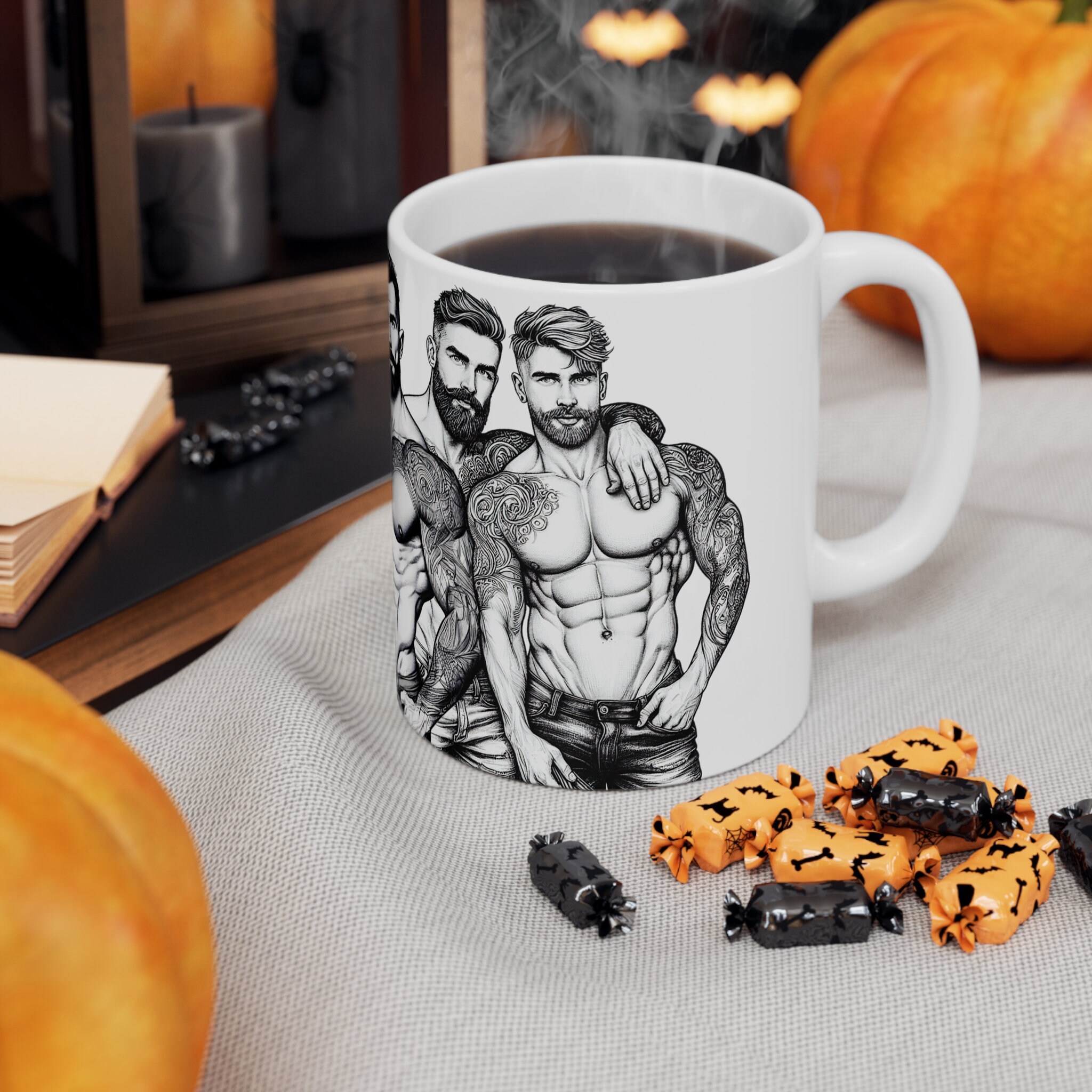 Ceramic Mug 11oz Muscle Men Daddies Bearded Hunks Drawings Gay Mug - Etsy