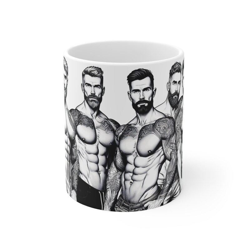 Ceramic Mug 11oz Muscle Men Daddies Bearded Hunks Drawings Gay Mug - Etsy