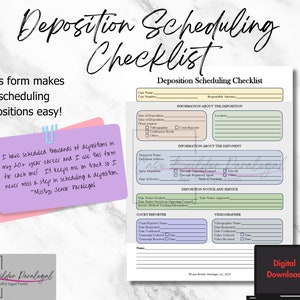 Deposition Scheduling Checklist - Etsy