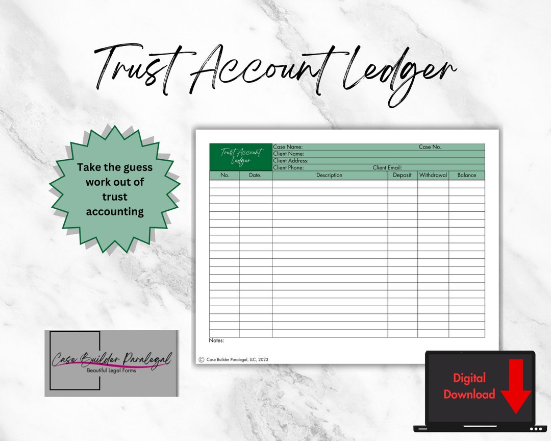 Law Firm Trust Account Ledger - Etsy