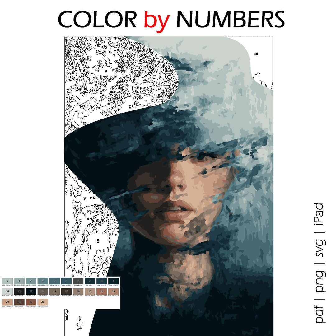 Color by Numbers for Adults | Mindful Dark Art Modern Art Paint by ...