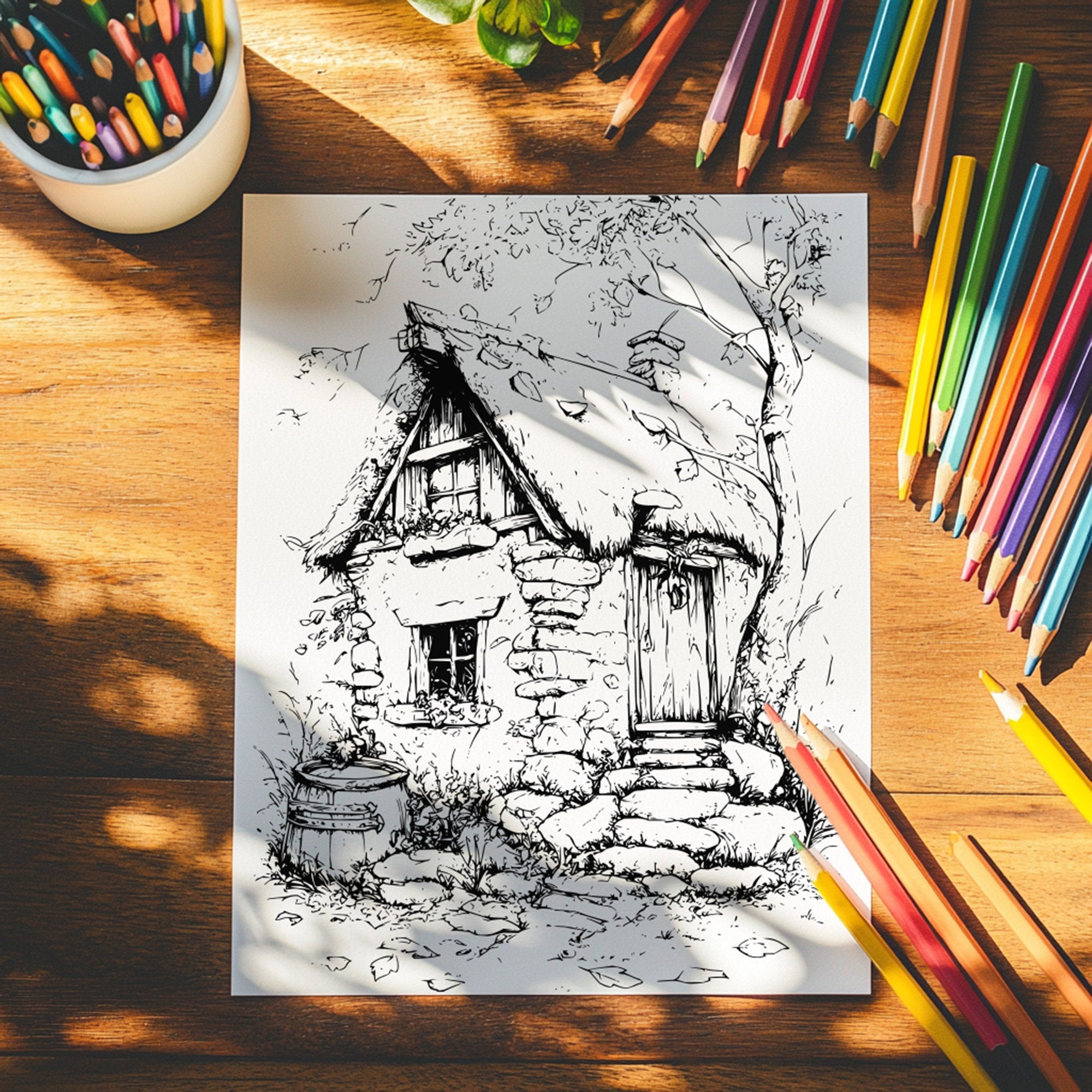 Autumn Cottage Coloring Pages for Adults | 6 Printable Fall Coloring ...