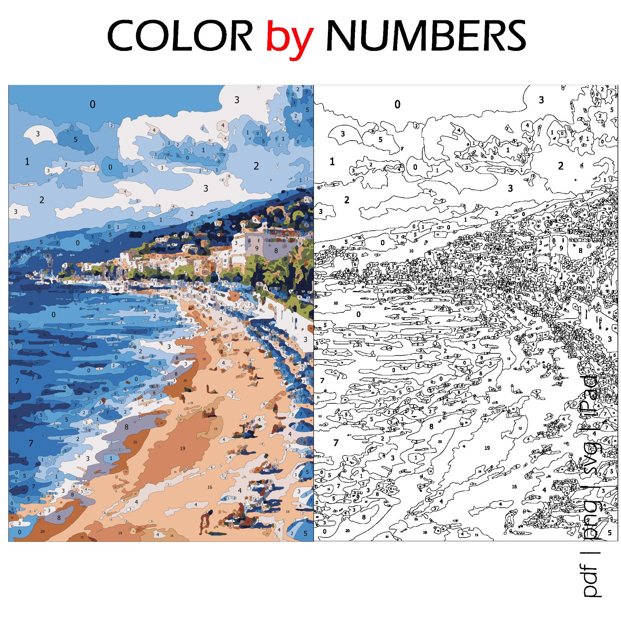 Color by Numbers for Adults | Beach of Nice | Printable Paint by ...