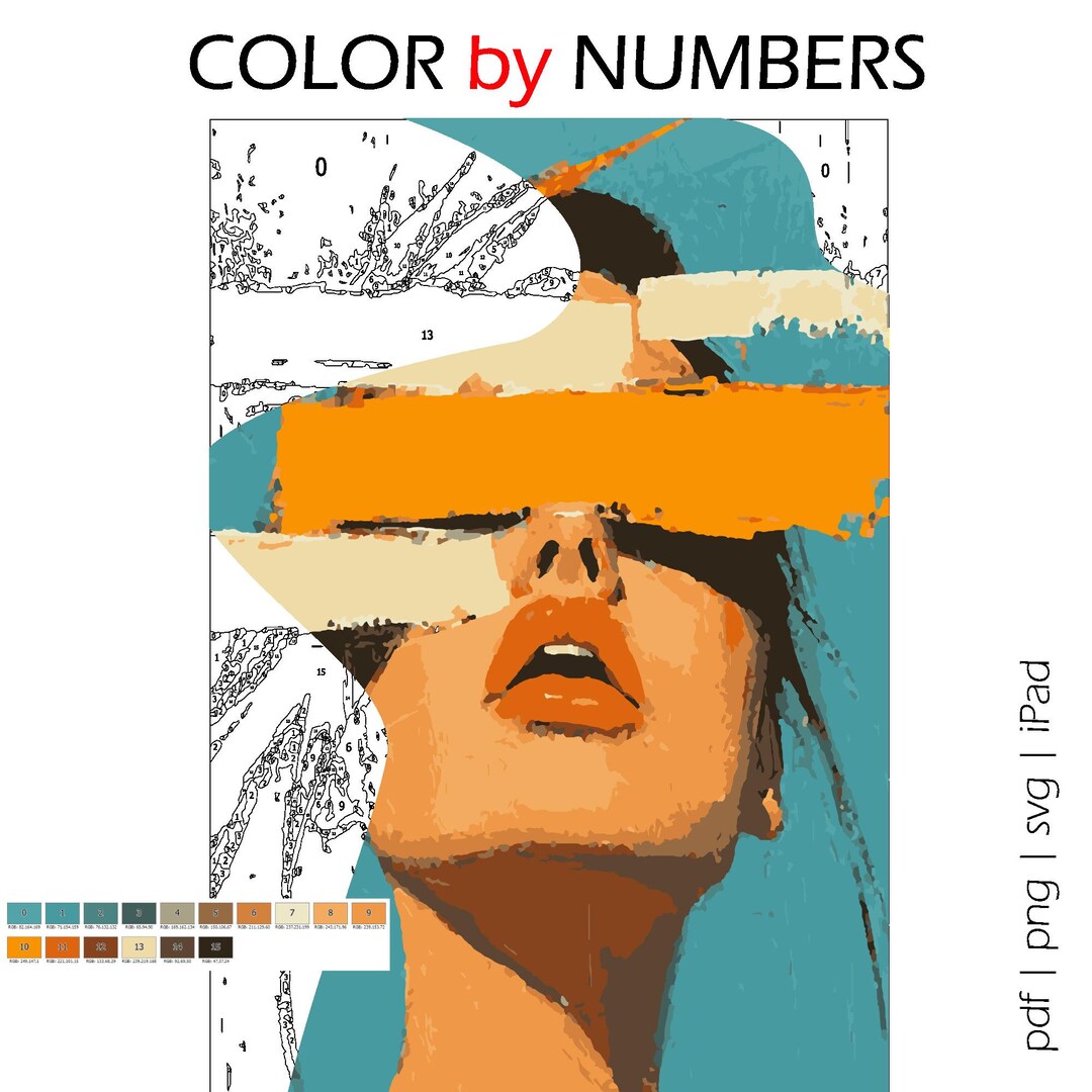 Vibrant Digital Paint by Number for Procreate | Paint by Numbers ...