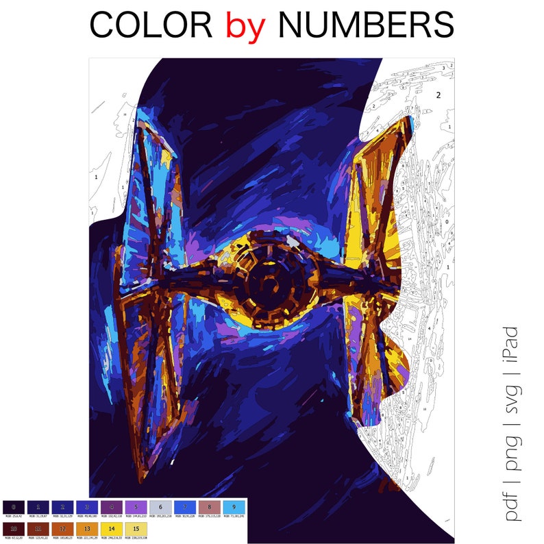 Color by Numbers for Adults | Scifi Space Ship | Printable Paint by ...