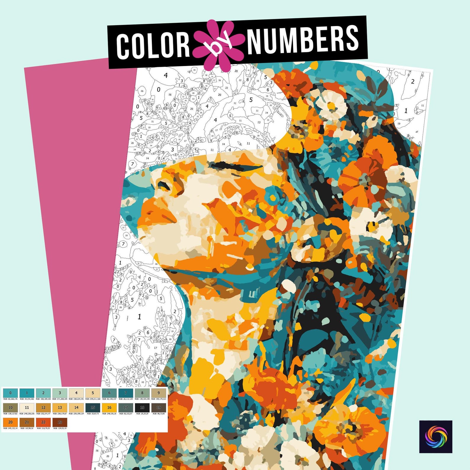 Color by Numbers for Adults | Flower Portrait 01 | Printable Paint by ...