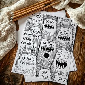 Happy Monster Doodle Coloring Pages | 6 Printable Coloring Sheets for ...