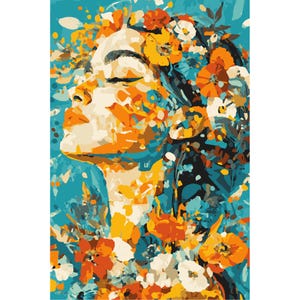 Color by Numbers for Adults | Flower Portrait 01 | Printable Paint by ...