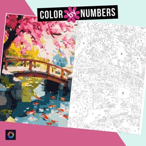Japanese Garden Color by Numbers: Procreate iPad Coloring Page (digital ...
