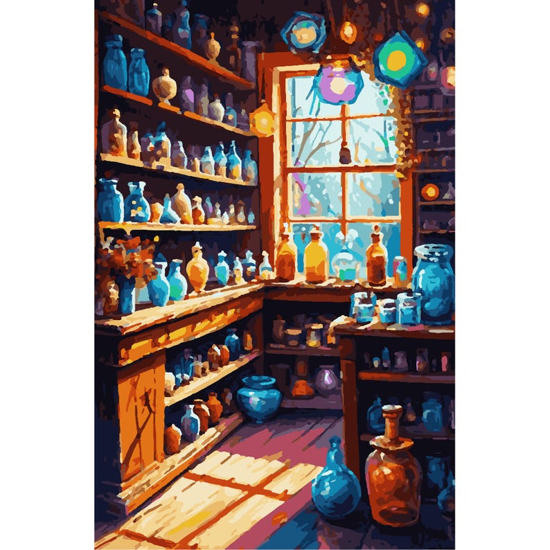 Magical Potion Shop Color by Numbers: Procreate iPad Coloring Pages ...