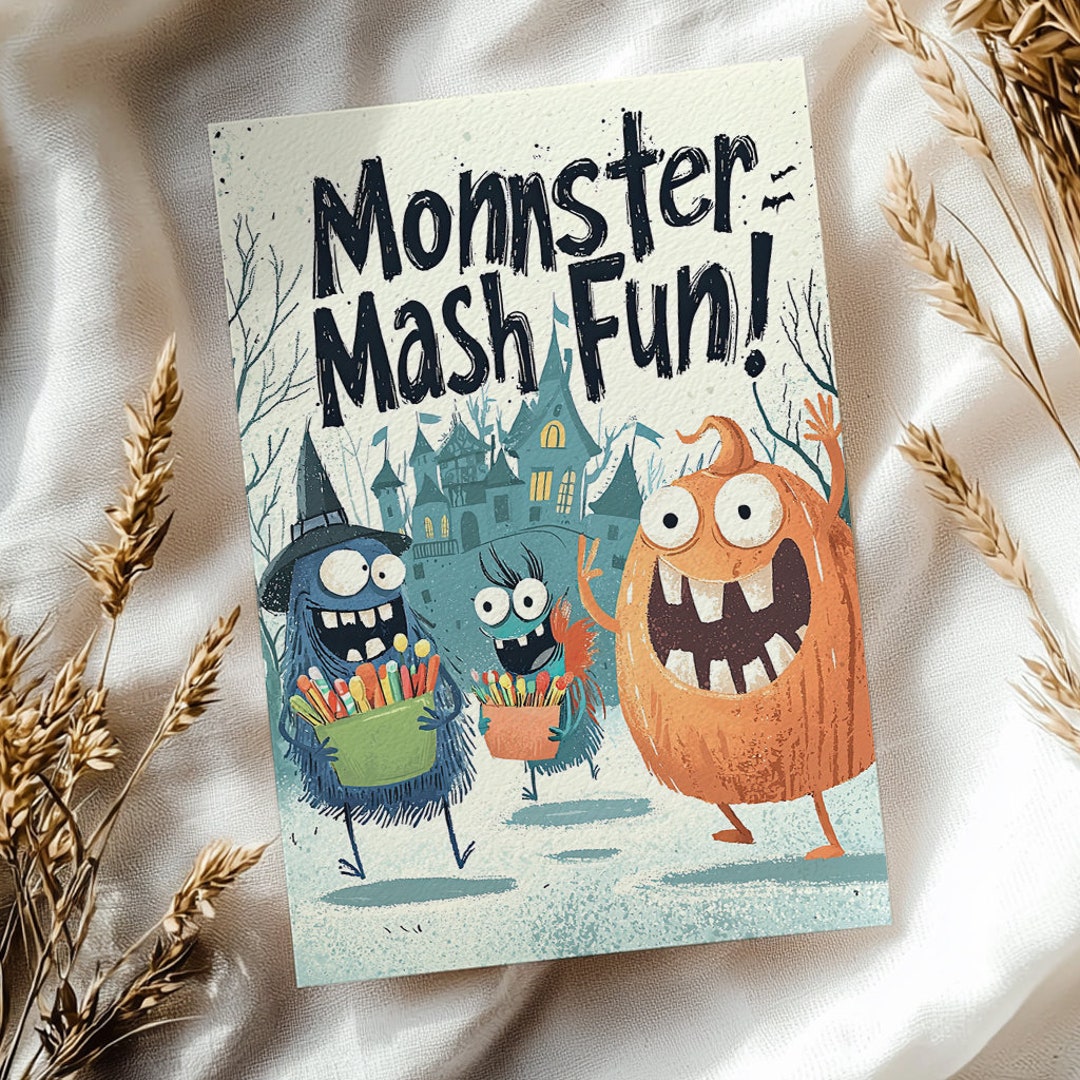 Vintage Monster Mash Halloween Card: Spooky Printable DIY (digital ...