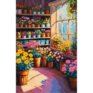 Flower Shop Color by Numbers for Adults: Printable Digital Coloring ...