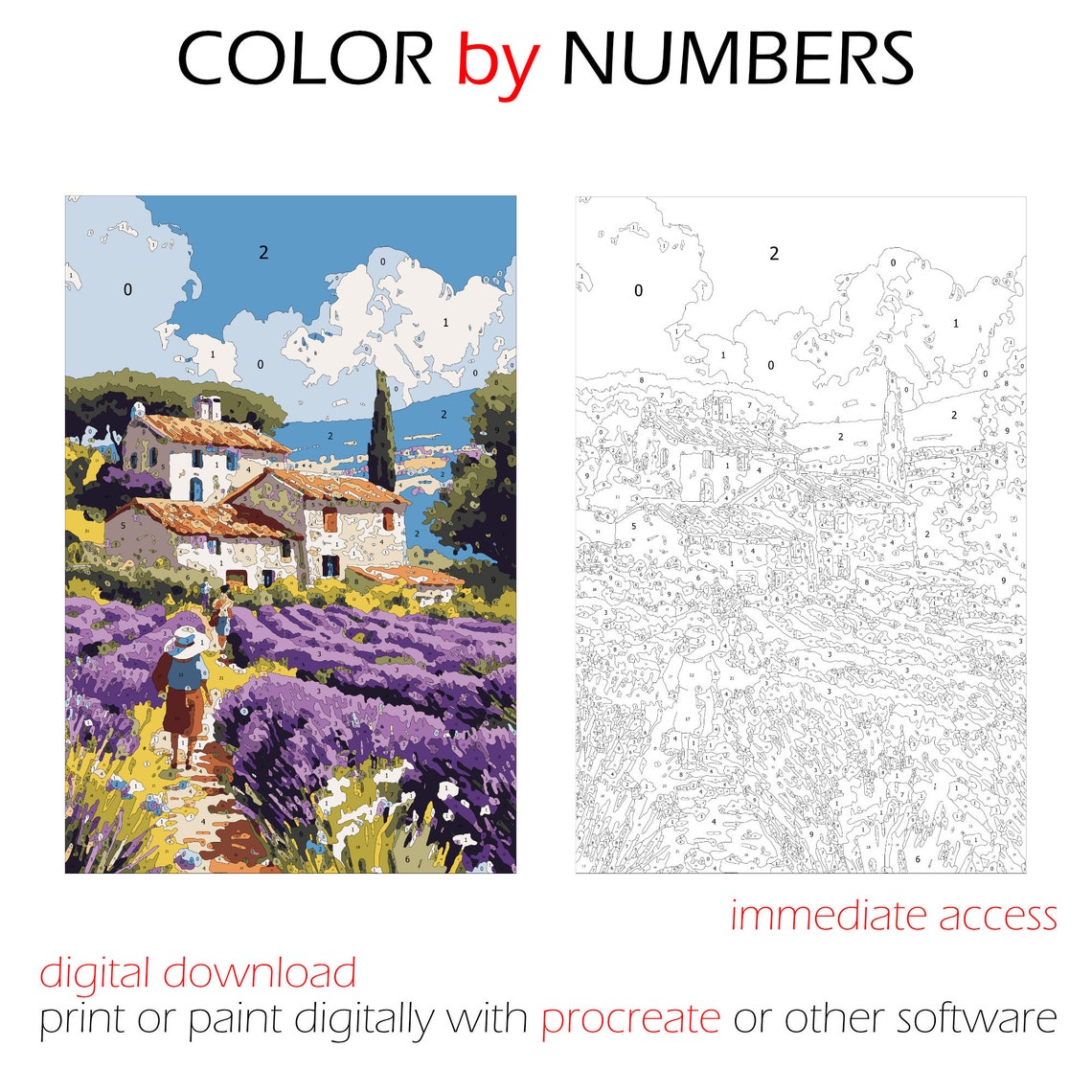 Color by Numbers for Adults | Tuscany Italy | Printable Paint by ...