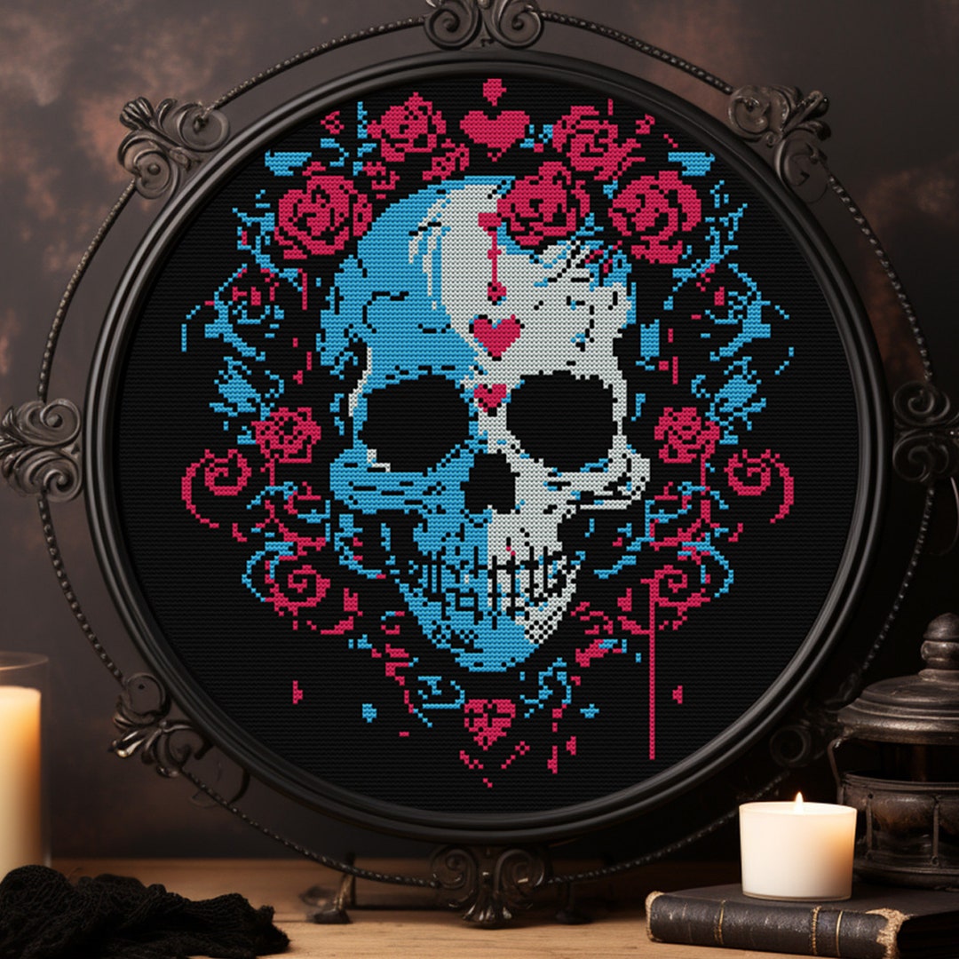 Goth Skull Series Stitch Pattern Design 03 , Goth Cross Stitch Pattern ...