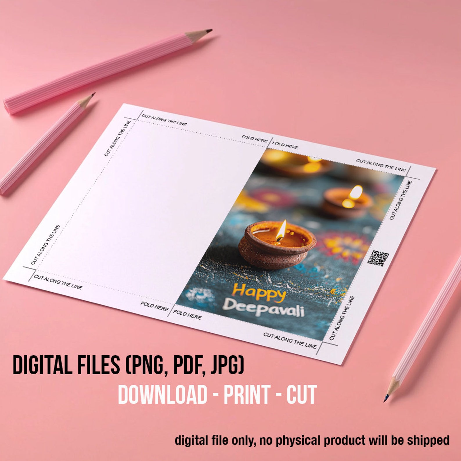 Deepavali Greeting Card | Printable Diwali DIY Foldable Greeting Card ...