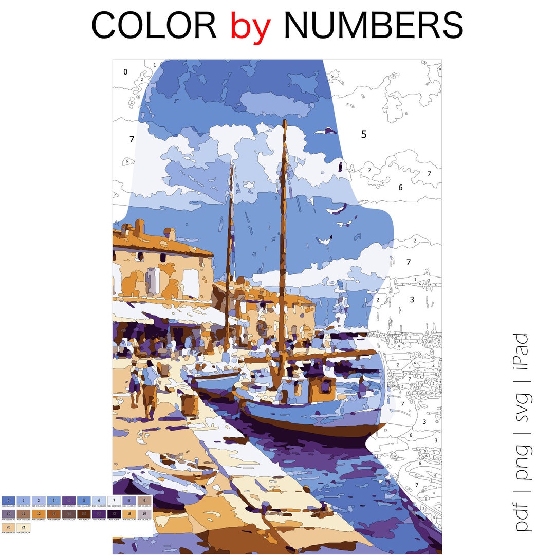 Color by Numbers for Adults | at the Port 02 | Printable Paint by ...