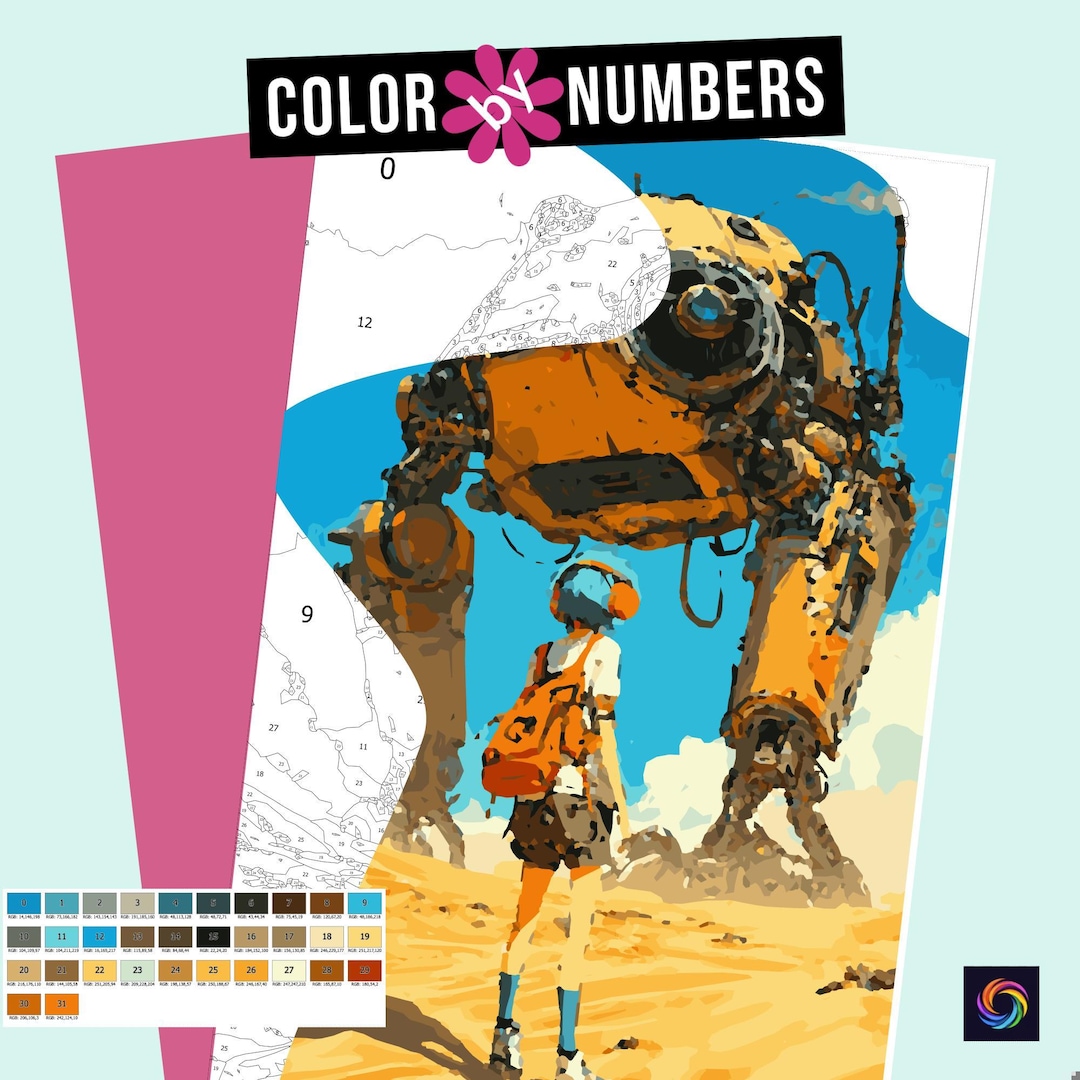Robot Adventure Color by Numbers Digital Art Kit for All Ages ...