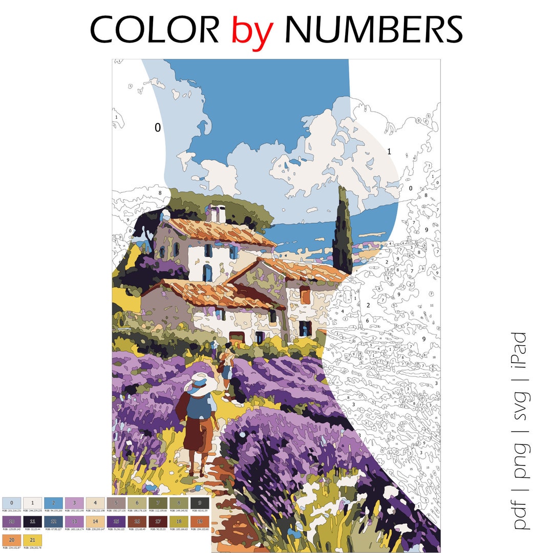 Color by Numbers for Adults | Tuscany Italy | Printable Paint by ...
