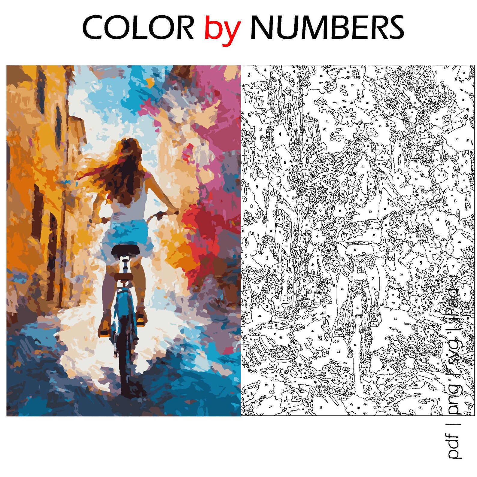 Bike Ride in Italy Color by Numbers: Printable Digital Art (PDF, SVG ...