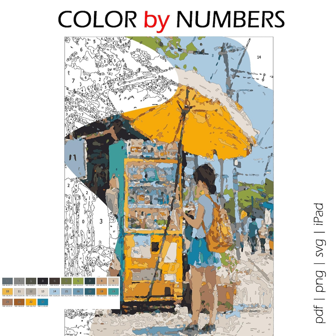 Vibrant Digital Modern Color by Numbers for Procreate | Paint by ...