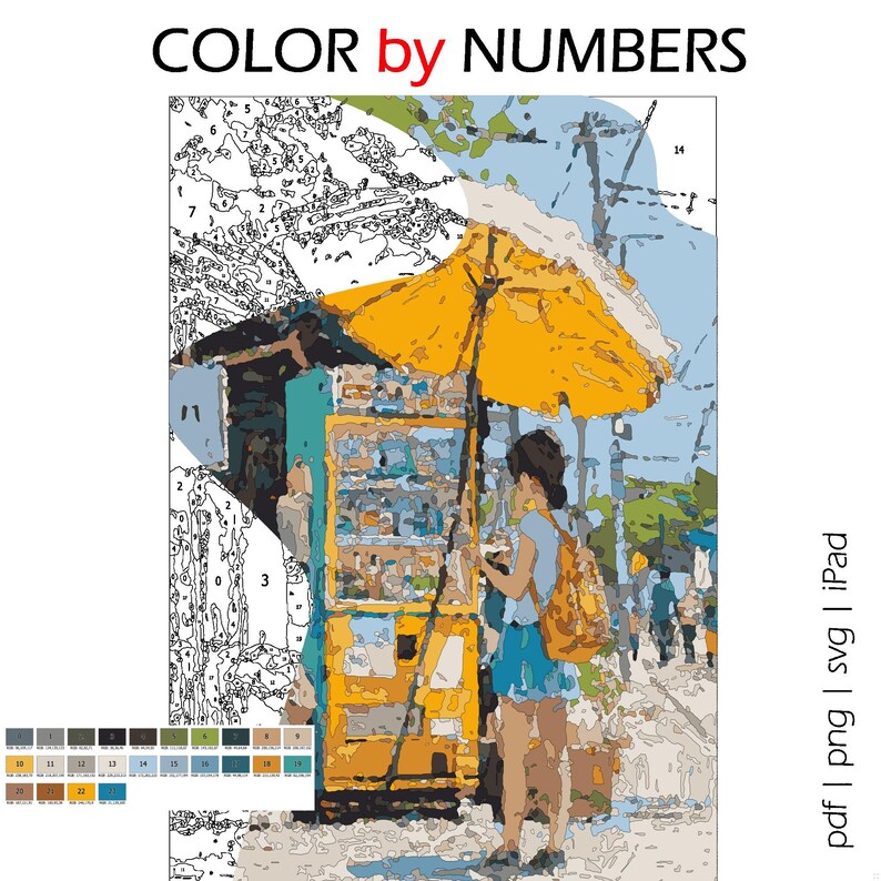 Vibrant Digital Modern Color by Numbers for Procreate | Paint by ...
