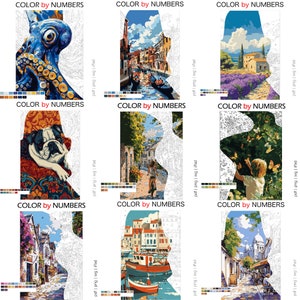 Color by Numbers Bundle: 60+ Digital Coloring Designs (PDF, SVG, PNG ...