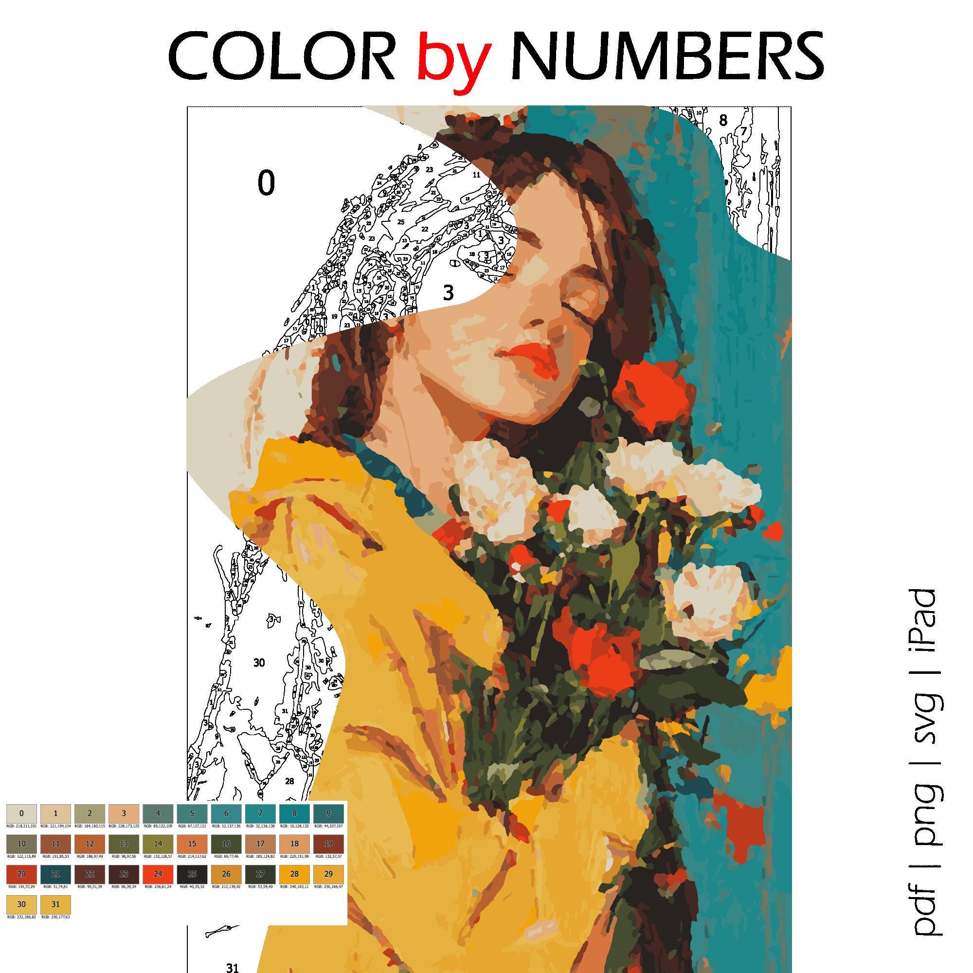 Color by Numbers for Adults | Girl With Yellow in Love | Paint by ...
