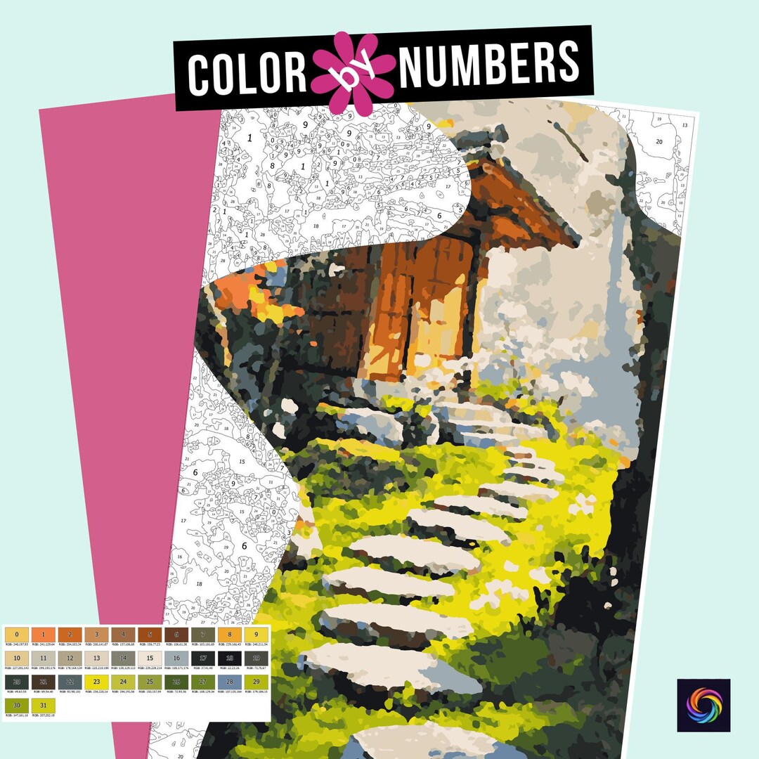 Japanese Garden Color by Numbers: Procreate iPad Coloring Page (digital ...