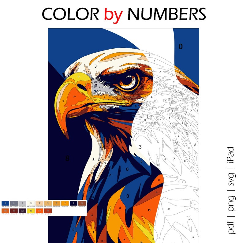Color by Numbers for Adults | Eagle | Printable Paint by Numbers ...