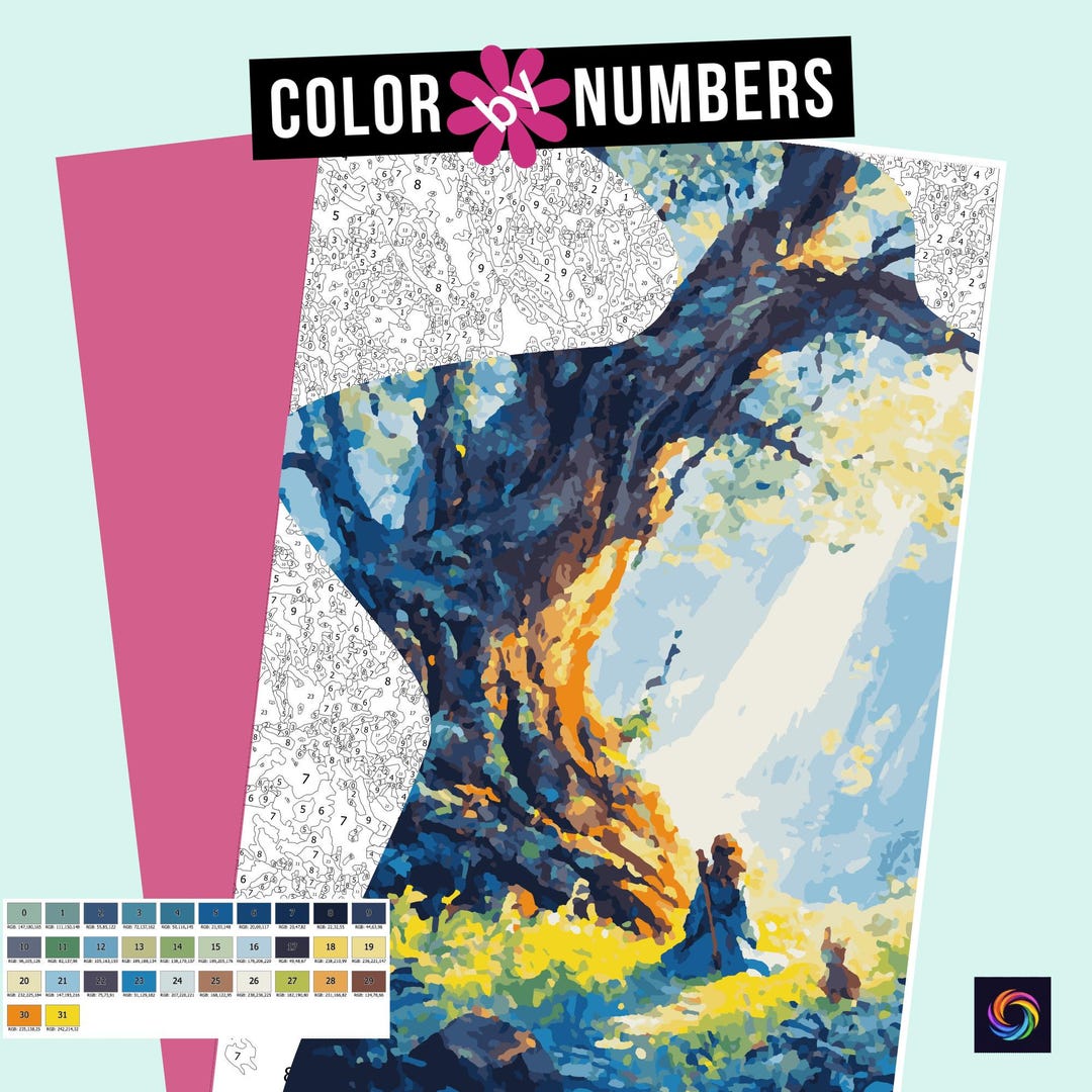 Anime Fantasy Tree Color by Numbers: Procreate iPad Modern Art (digital ...