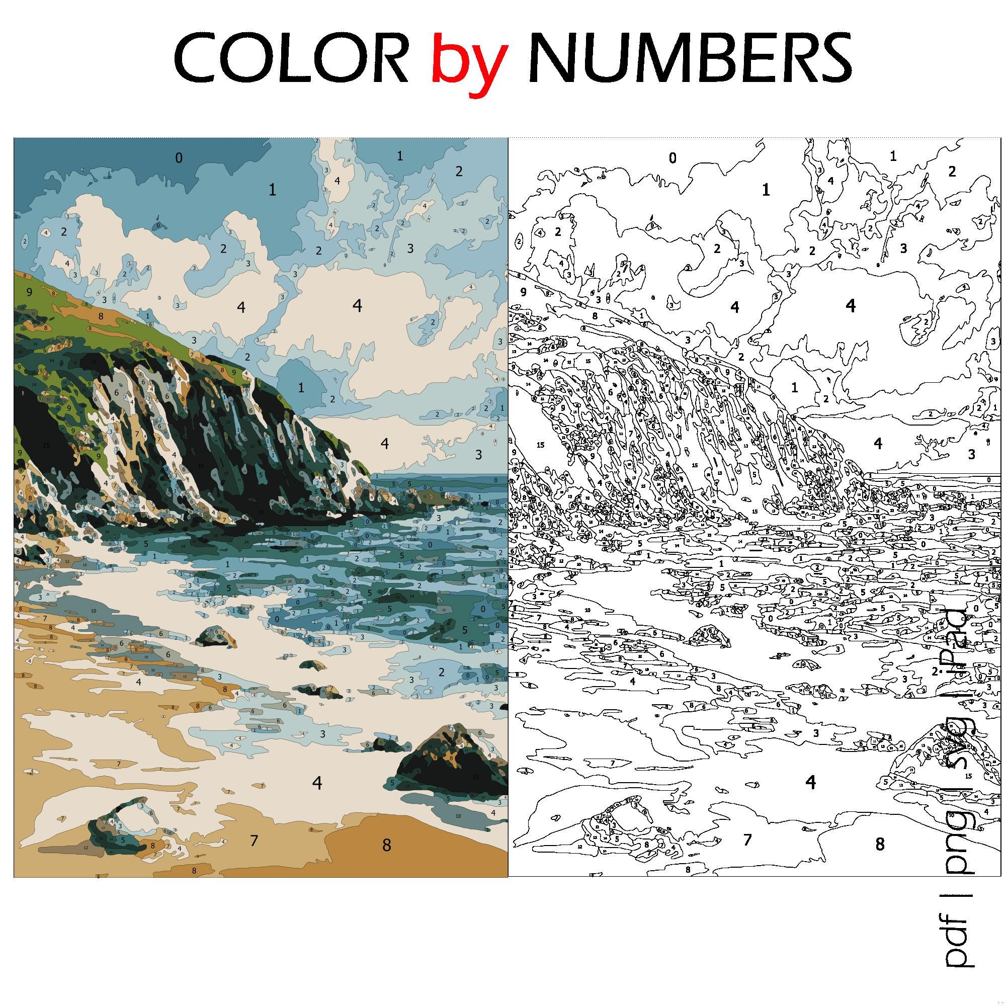 Color by Numbers for Adults | Beach of Ireland | Printable Paint by ...