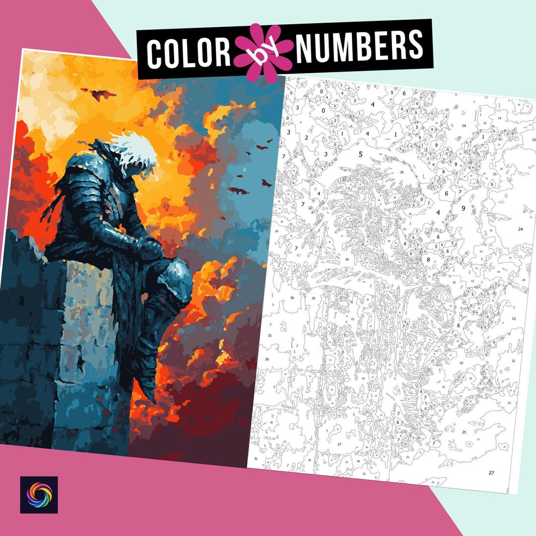 Anime Dark Knight Color by Numbers: Procreate iPad Coloring Page ...